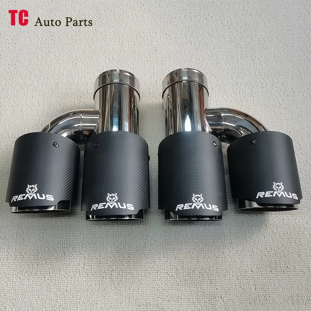 1Pair-Remus-Double-Matte-Carbon-Fiber-Exhaust-System-Tip-Universal-H ...