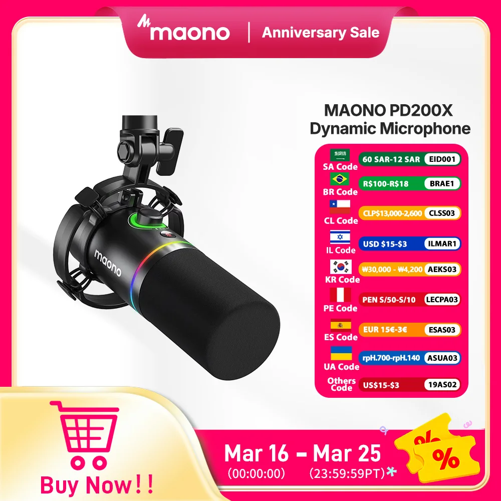 maono PD200X XLR\USB Dynamic Microphone for Gaming Recording Streaming ...