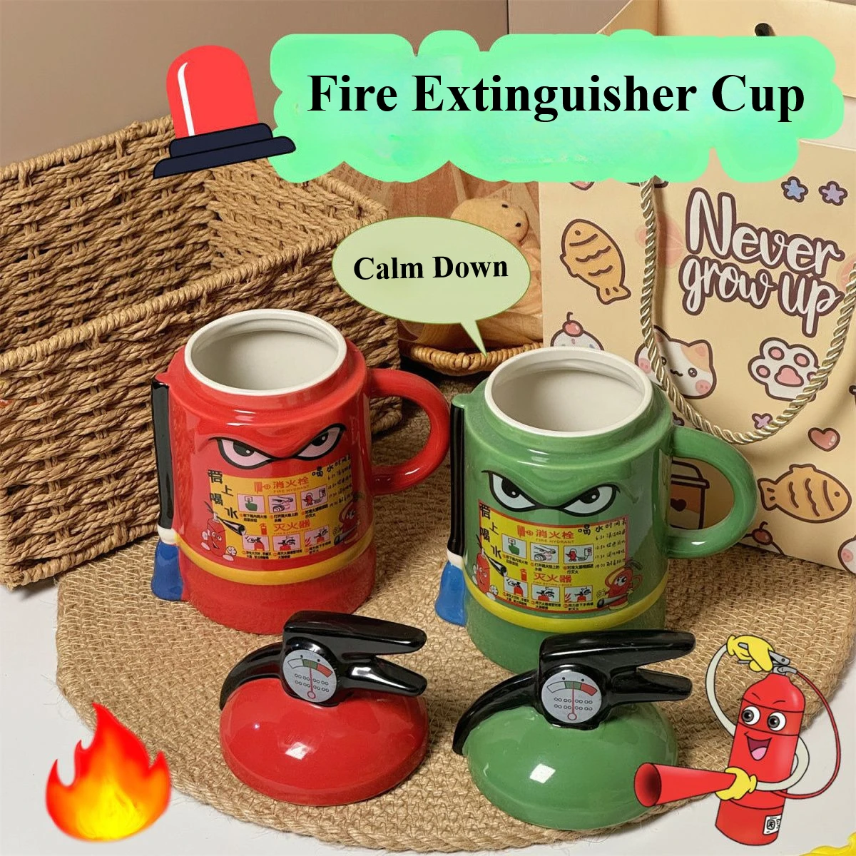 Creative Quirky Mugs for Fire Firefighter With Lid , “Extinguish Your ...