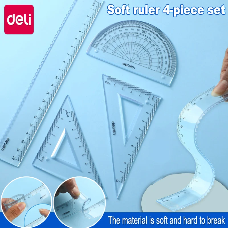 Deli Flexible Soft Ruler Set Transparent Plastic Ruler For Student ...