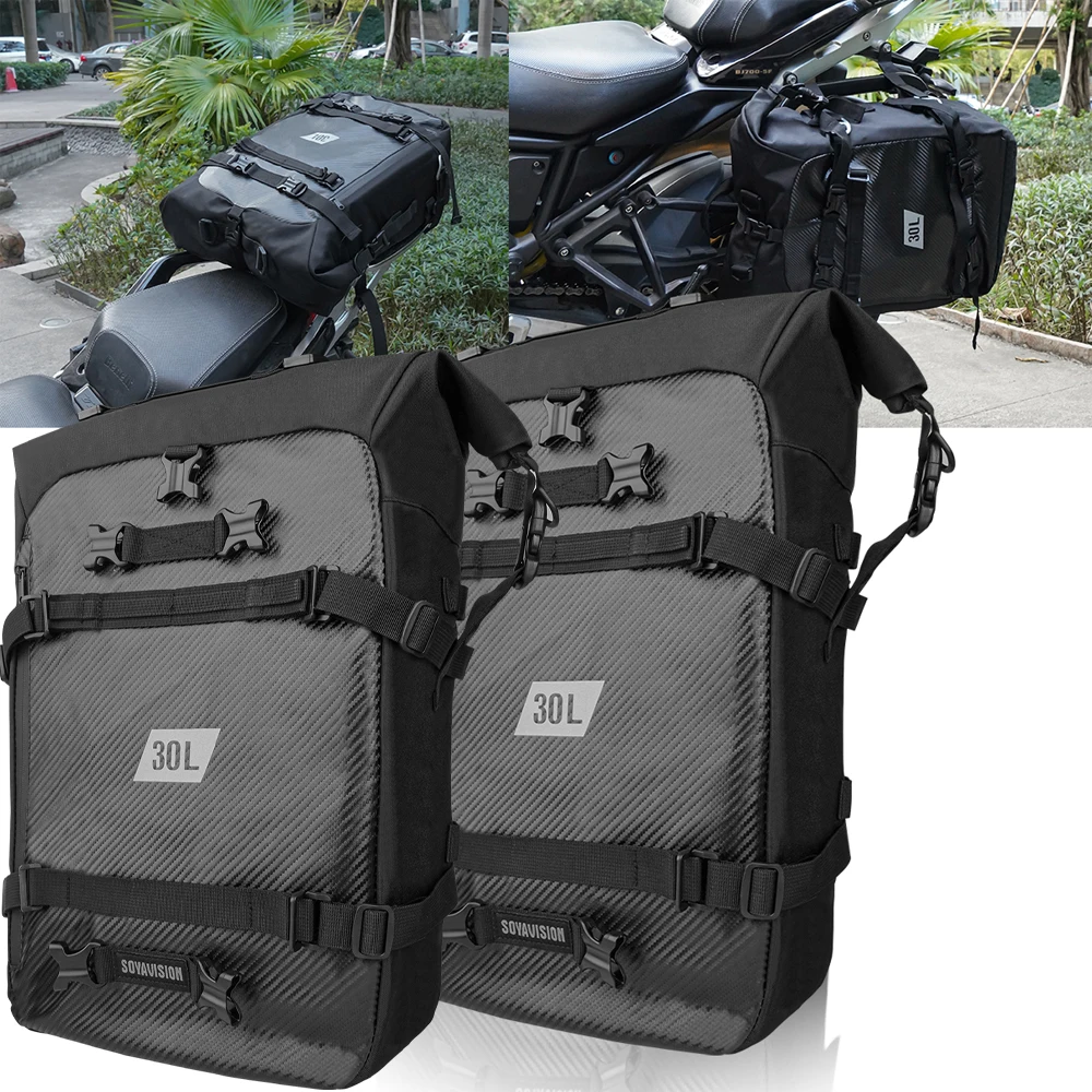 2 PCS 30L Motorcycle Bumper Bag Waterproof Crash Bars Bag Cycling ...