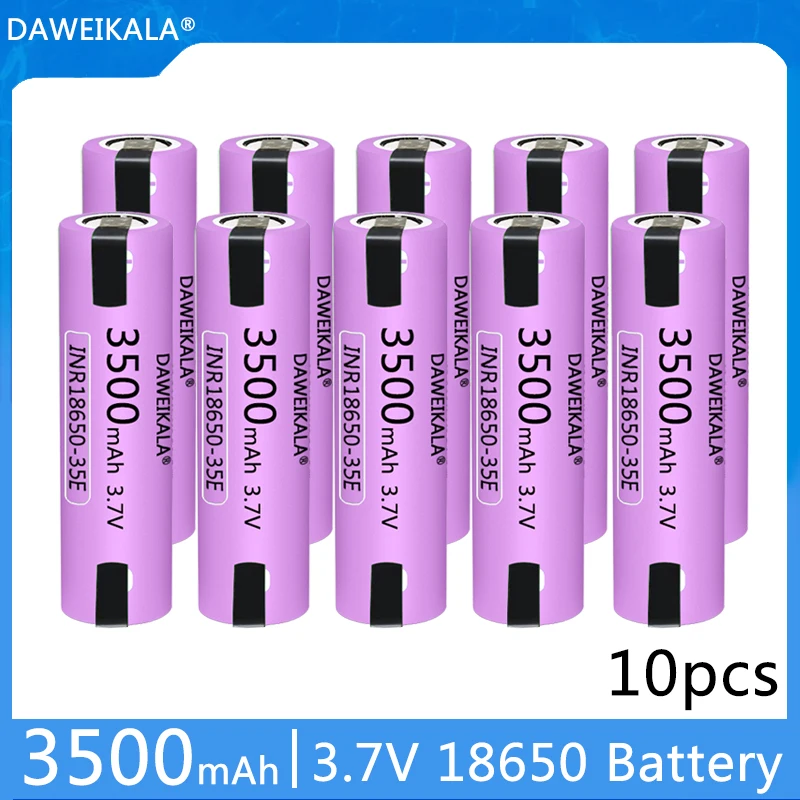 10 stück 100% DAWEIKALA 35E 18650 3500mAh 20A entladung INR18650 35E 3 ...