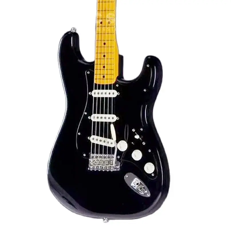 New-Black-Color-ST-Electric-Guitar-Solid-Body-Yellow-Neck-Maple-Fretboard-Black-PickGuard-SSH ...