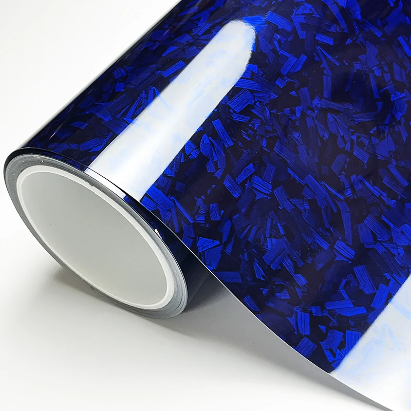 Ultra Glossy PET Blue Forged Carbon Fiber Vinyl Wrap Film Self Adhesive ...