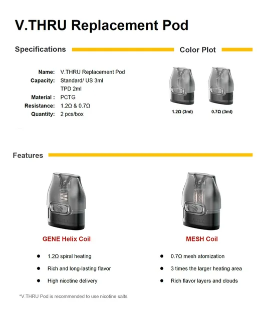 Original VOOPOO VThru Pro Vmate Pod Cartridges 0.7ohm 1.2ohm Resistance ...