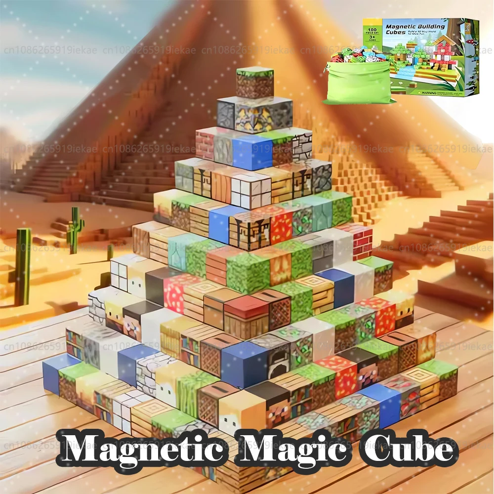 Magnetic-Building-Blocks-Mine-World-Cube-Magnet-World-Set-for-Kid-Age-3 ...