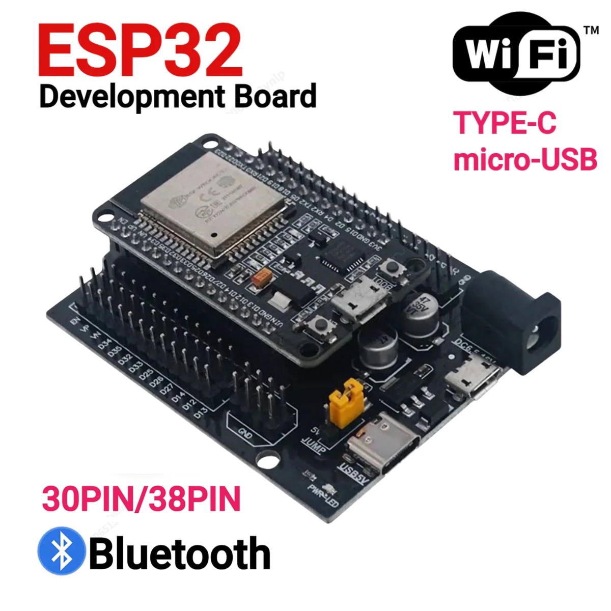 ESP32 Development Board TYPE-C CH340C WiFi+Bluetooth Ultra-Low Power Dual Core ESP32-DevKitC-32 ...