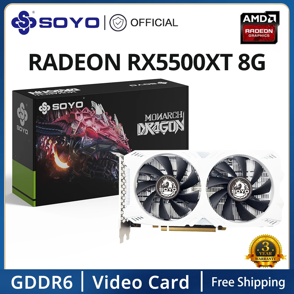 SOYO-tarjeta gráfica AMD Radeon RX5500XT, Original, 8G, GDDR6, memoria ...