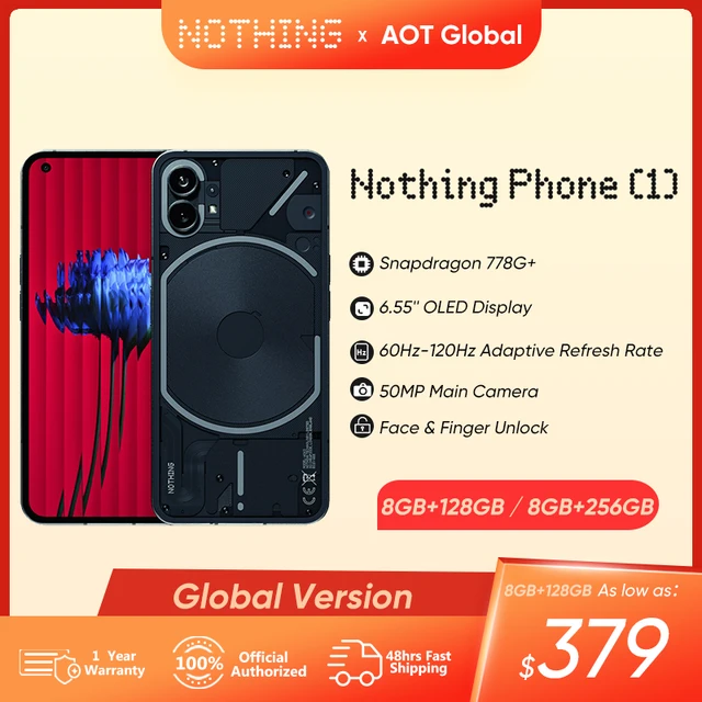 [In Stock] Original Nothing Phone (1) Global Version 5G Smartphone, 6.55” OLED Display Mobile ...