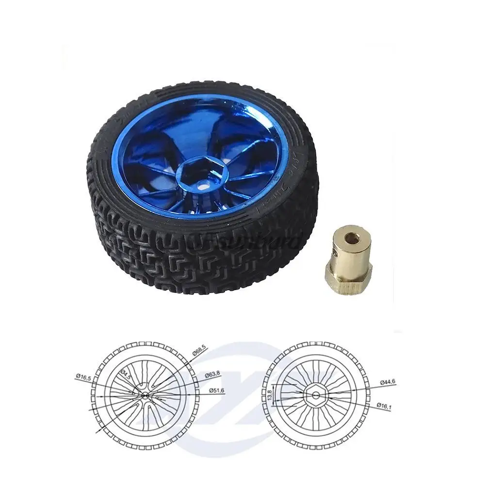 65mm-Rubber-Wheel-RC-Model-Tire-Lengthen-Copper-Coupling-Hex-Connection ...
