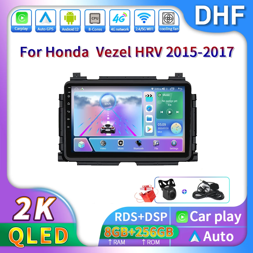 DHF-2-Din-Car-Radio-Android-13-Carplay-For-Honda-HRV-HR-V-Vezel-2015 ...