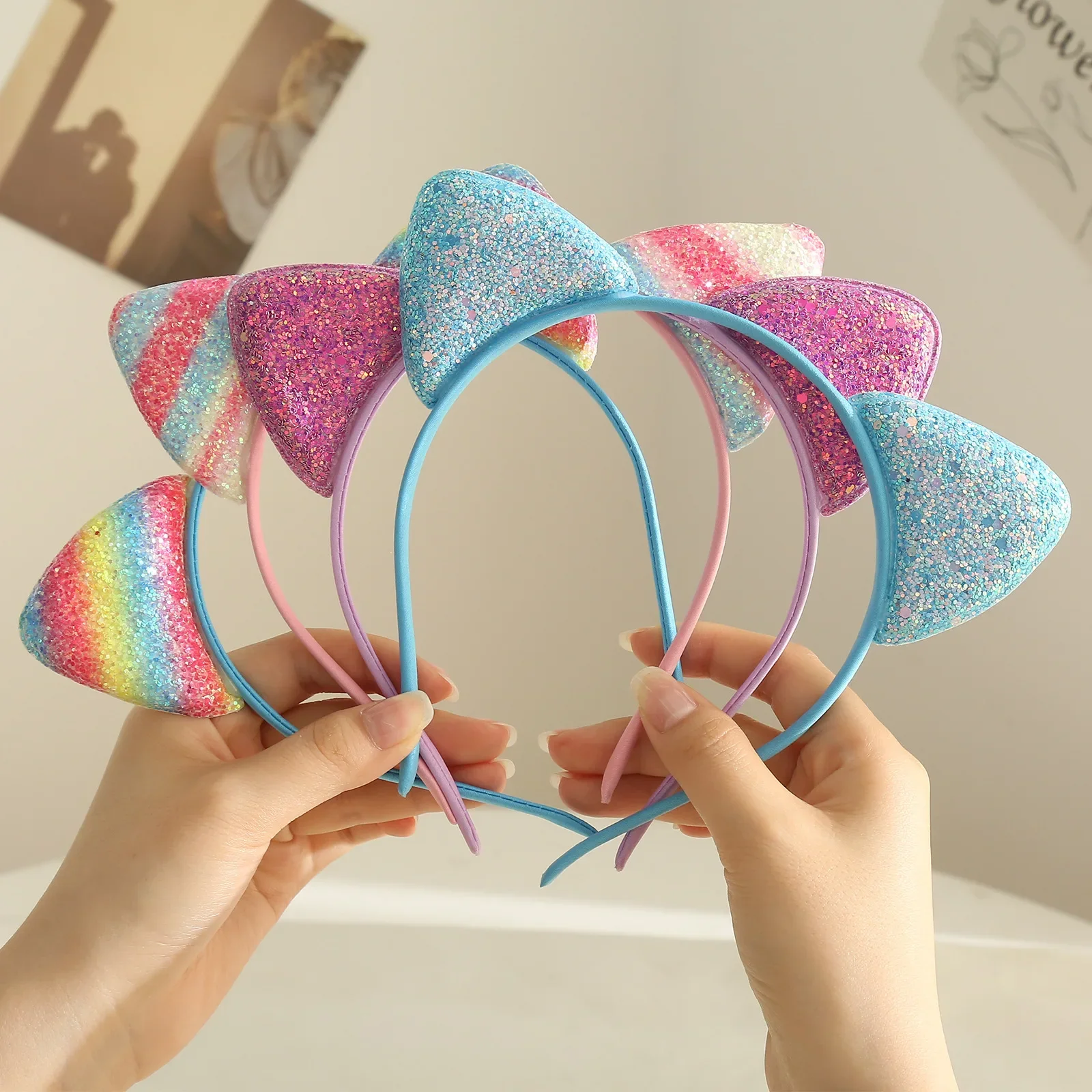 Glitter-Cute-Cat-Ears-Headband-Kitty-Headband-Women-Girls-Kids-Sparkly ...