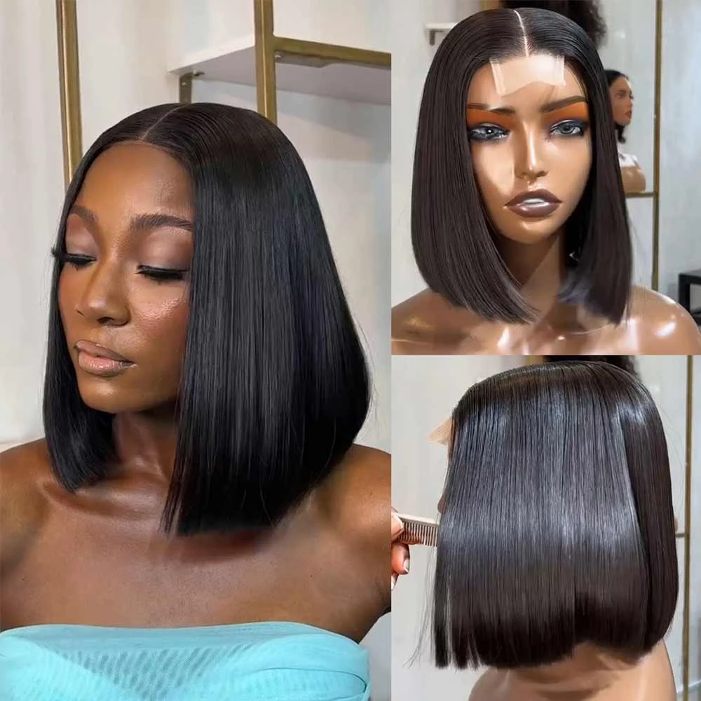 Perruque-Lace-Closure-Wig-Naturelle-Lisse-Cheveux-Humains-Transparent ...