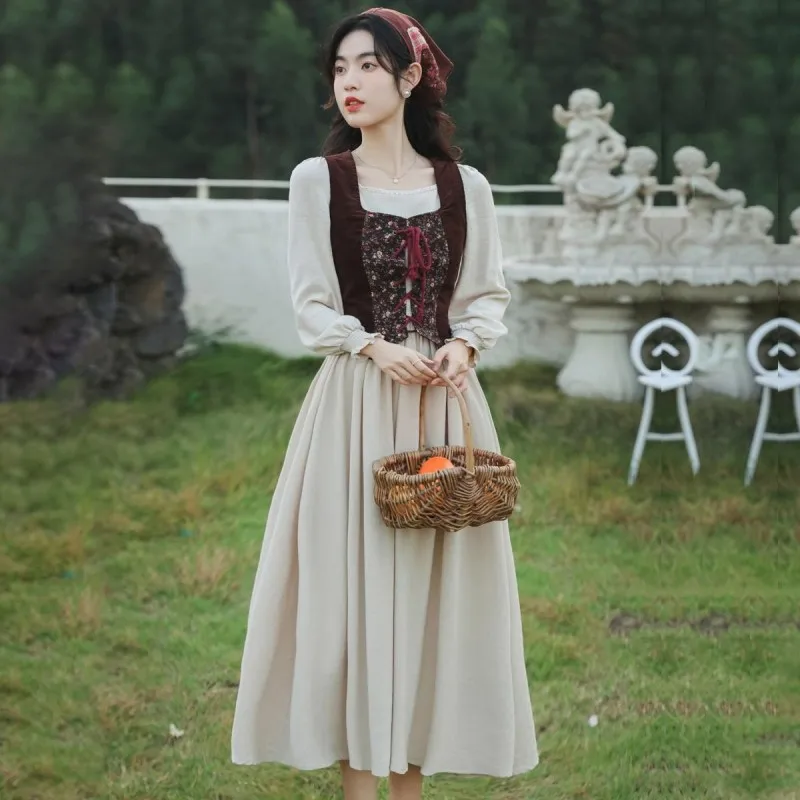 French Style Cotton Lawn Dress Woman Medieval Cottagecore Prairie Chic ...