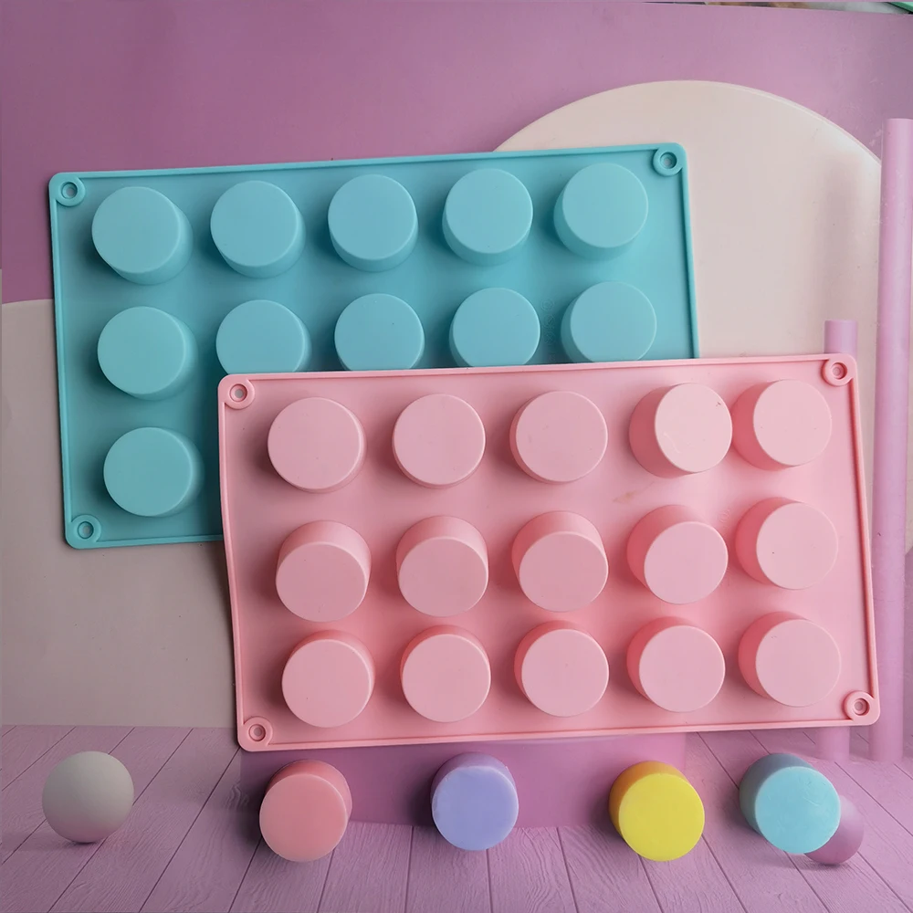 Small-Cylindrical-Silicone-Candy-Mold-15-Cavity-Chocolate-Cake-Pudding ...