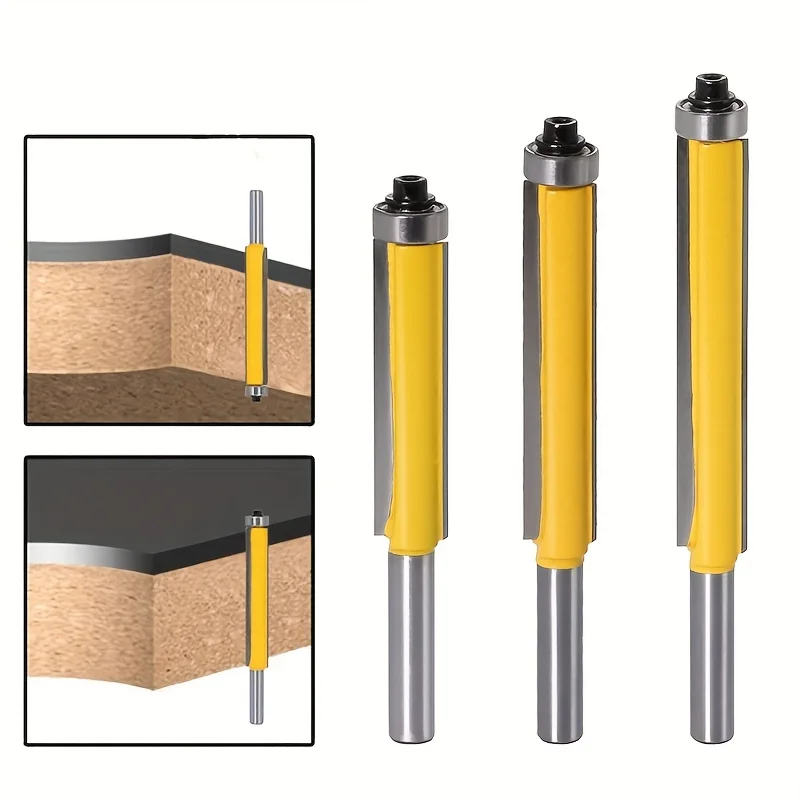 1-Piece 8mm Shank Extended with Bearing Trimming Router Bit ...