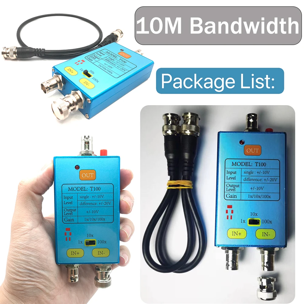 10M Bandwidth Oscilloscope 1x/10x/100x Differential Probe Gain Split ...
