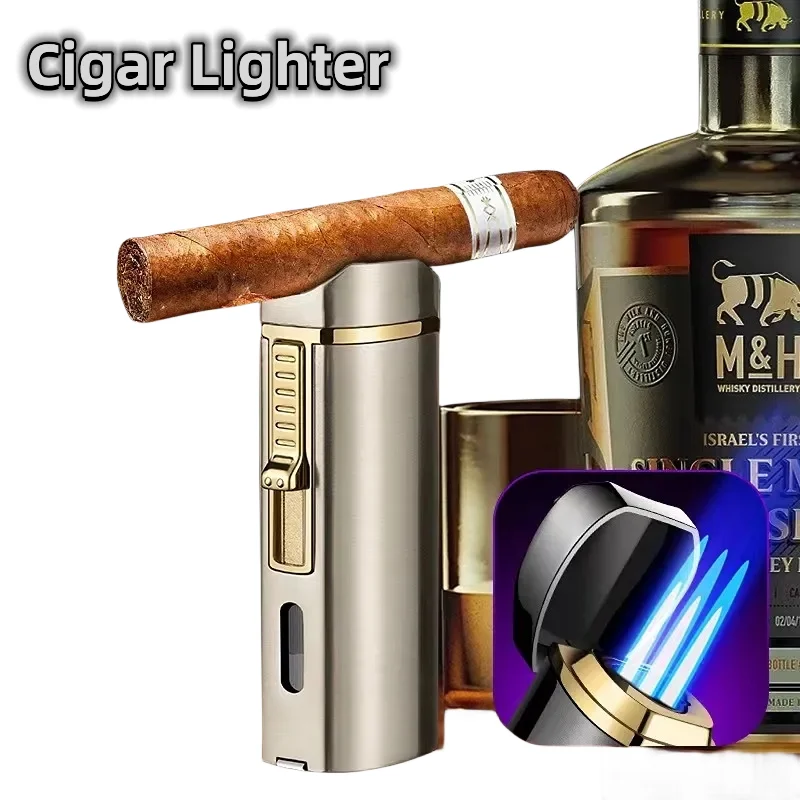 New-Luxury-Cigar-Lighter-Torch-Metal-Windproof-Straight-Jet-Butane ...