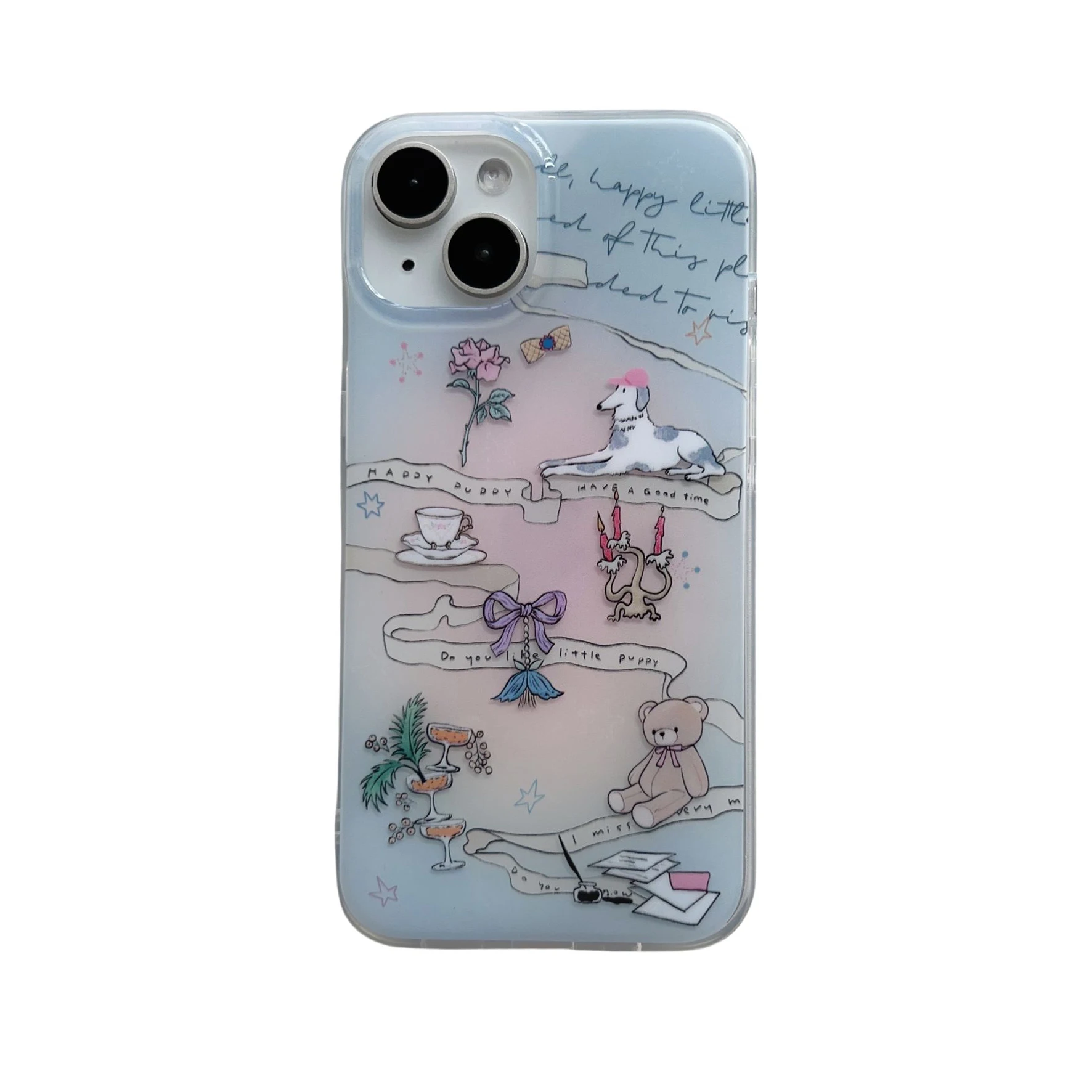 Fashion-Baby-Blue-Aesthetic-llustration-of-Cute-Puppy-Case-for-iPhone ...