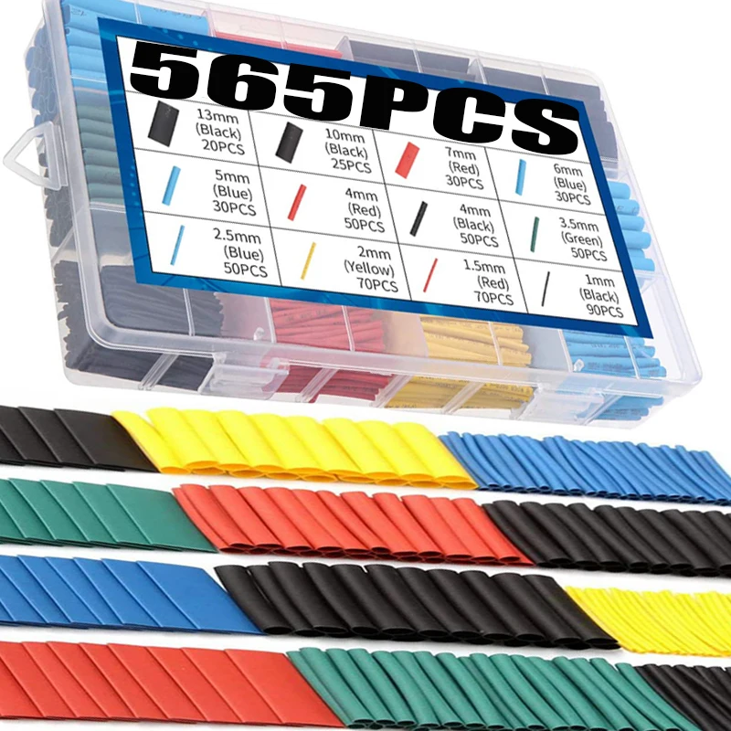 565Pcs-Heat-Shrink-Sleeving-Tube-Assortment-Kit-Electrical-Connection ...