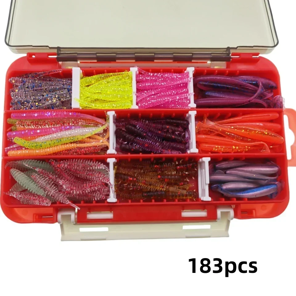 183PCS Fishing Lures Set Freshwater Soft Silicone Bait Kit Artificial ...