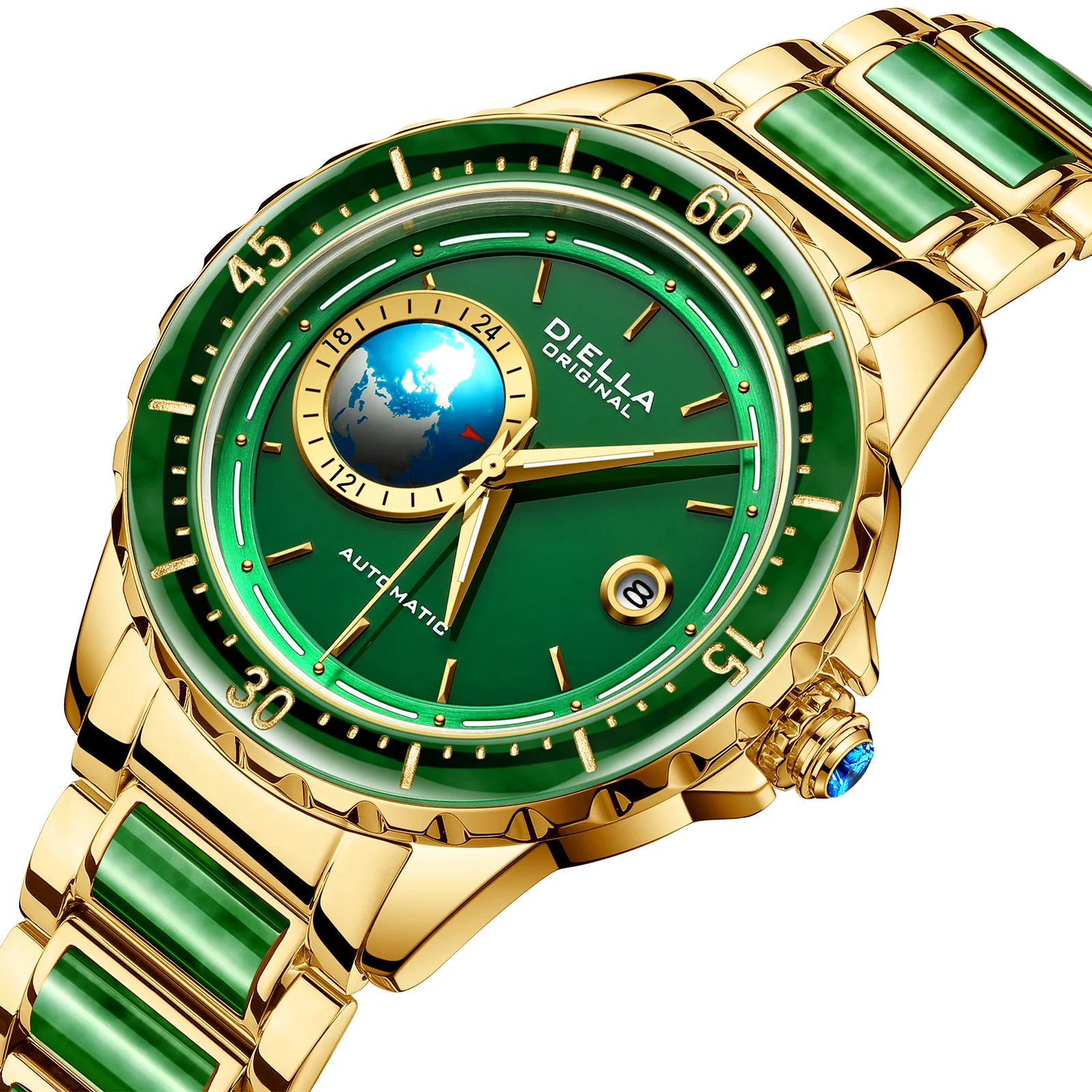 DIELLA-Original-Jade-Mechanical-Watch-Men-3D-Earth-24-hour-Calendar ...