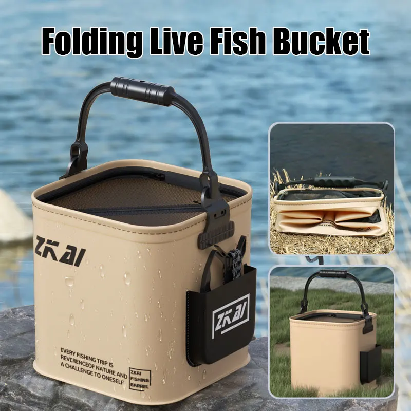 Folding-Live-Fish-Bucket-EVA-Thickened-Fishing-Bucket-Portable-Water ...