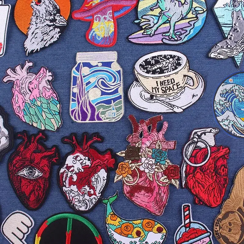 DIY-Embroidery-Patch-Rock-Heart-Patches-On-Clothes-Van-Gogh-Iron-On ...