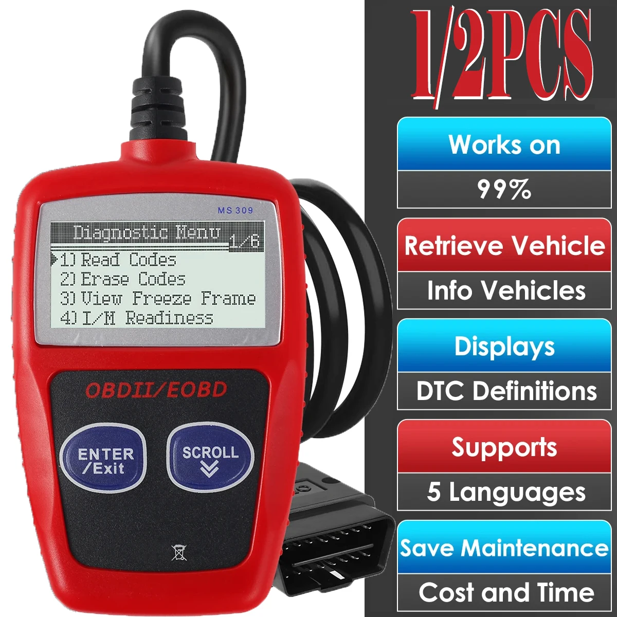 2PCS-Car-Fault-Code-Reader-Scanner-Accurate-Live-Data-Reader ...