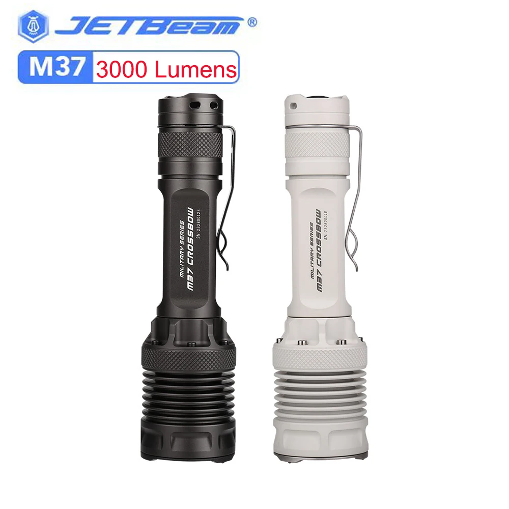JETBeam M37 Tactical Flashlight 3000 Lumens 340 Meters XHP50.2 LED Ultra Bright White