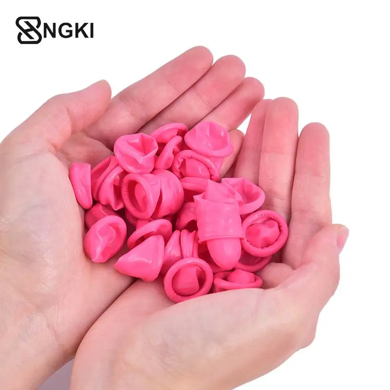 30-100pcs-Protective-Fingertip-Durable-Pink-Yellow-Colorful-Latex ...