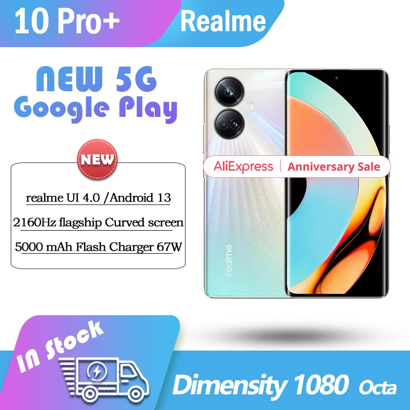 Realme 10 Pro Plus Rom Global Desbloqueado, Tela Curva, Android 13, NFC, OTA, 5G, Google Play ...