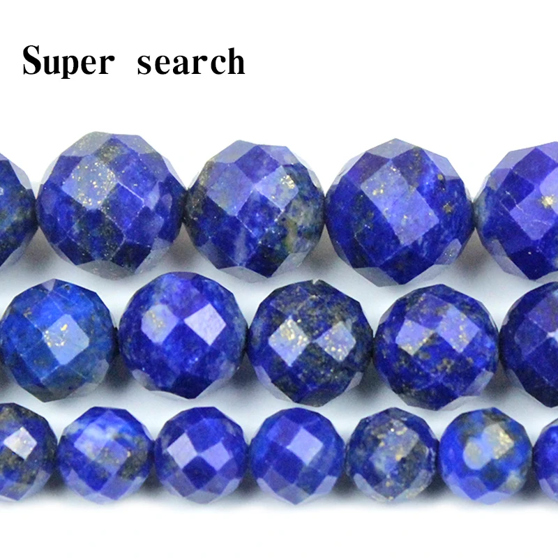 High-Quality-Natural-Real-Lapis-Lazuli-Stone-Beads-Faceted-Loose-Beads ...
