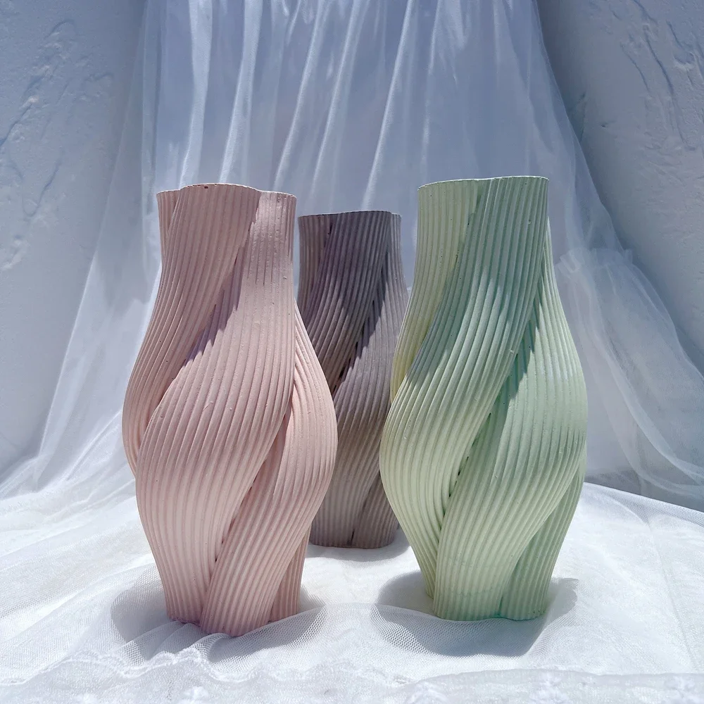 Striped-Geometric-Vase-Silicone-Mold-Gypsum-Mold-DIY-Flower-Pot-Craft ...