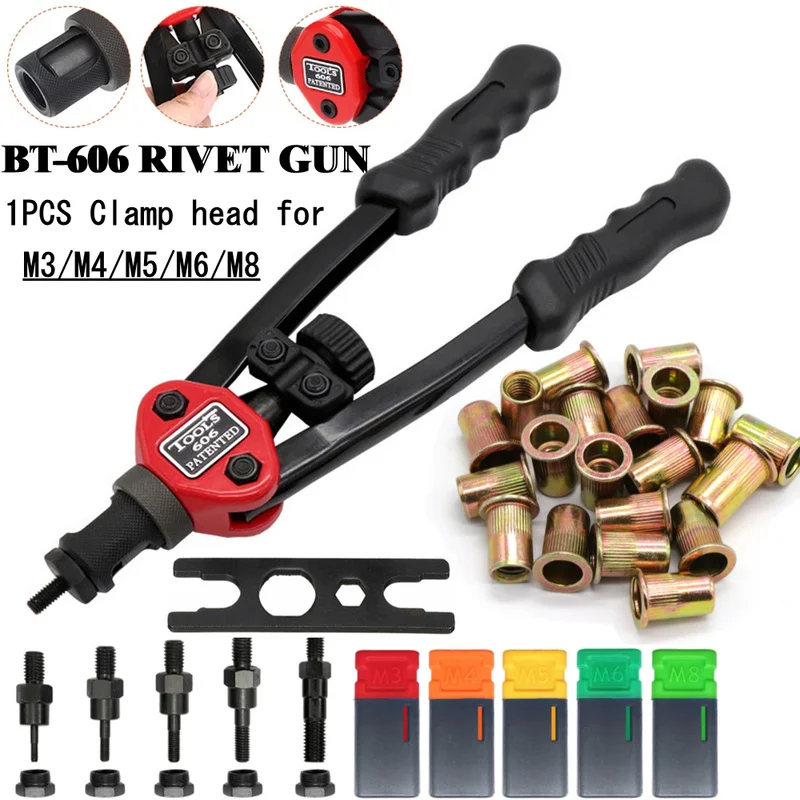 50PCS-M3-M4-M5-M6-M8-Rivet-Nuts-with-BT-606-Rivet-Gun-Hand-Blind ...