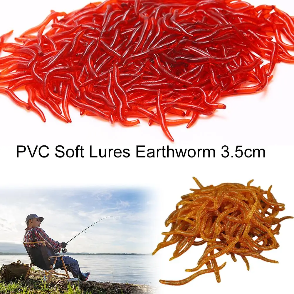 50/100PCS Fishy Smell Red Worms Soft Bait Simulation Fishing Artificial ...