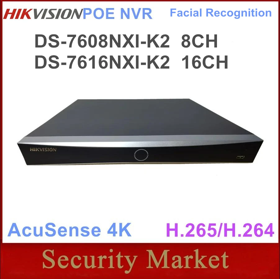 Original Hikvision 8/16-ch 1u K Series Acusense 4k Nvr Ds-7608nxi-k2 Ds-7616nxi-k2 8/16ch 4k Nvr ...