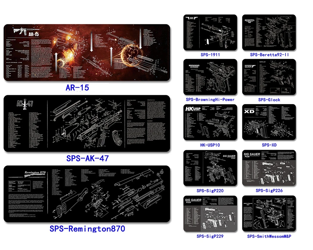 Fashion-Personalised-Mouse-Pad-Tactical-AR15-AK47-Glock-Colt1911-SIG ...