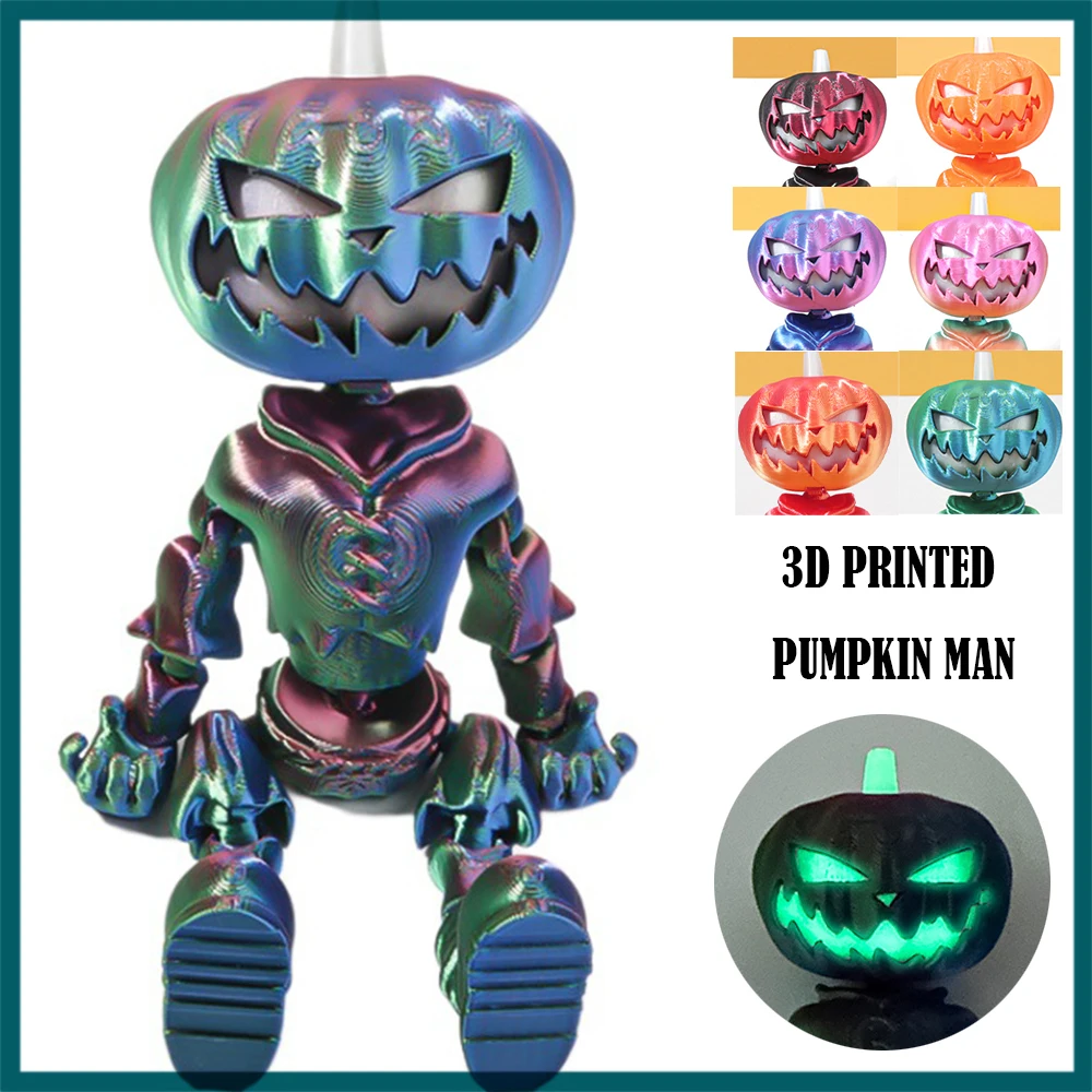 3D-Printed-Halloween-Pumpkin-Head-Skeleton-Man-Toys-Model-Multi-joint ...