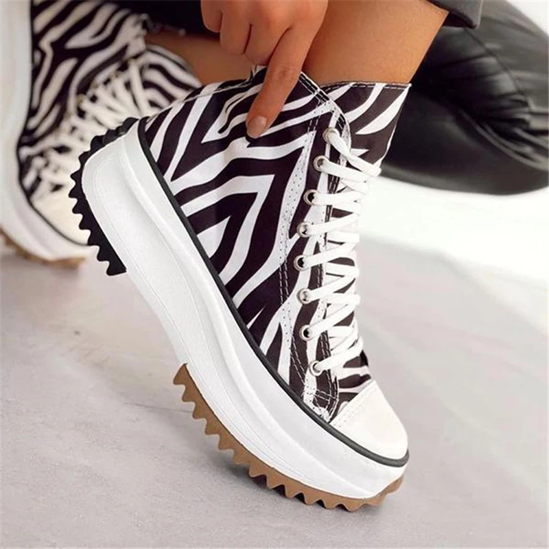 Zebra Platform Canvas Shoes Sneaker Shoes for Women Fashion Woman Sport ...