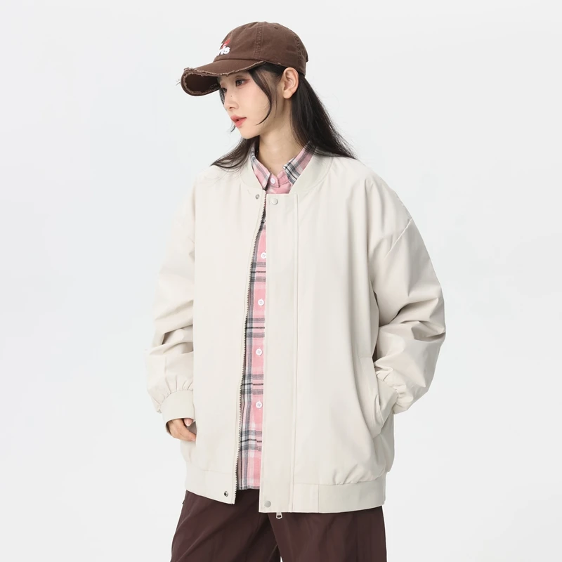 Simple-Bomber-Jacket-Women-Men-High-Street-Loose-Khaki-Baseball-Uniform ...