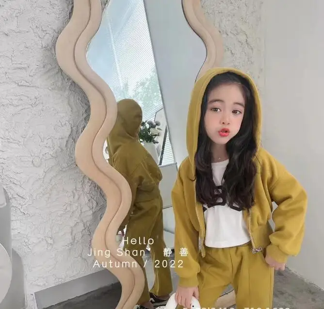 2022 New Girls 2 Pcs Set Hooded Coat+long Pants Fashion Autumn Good ...