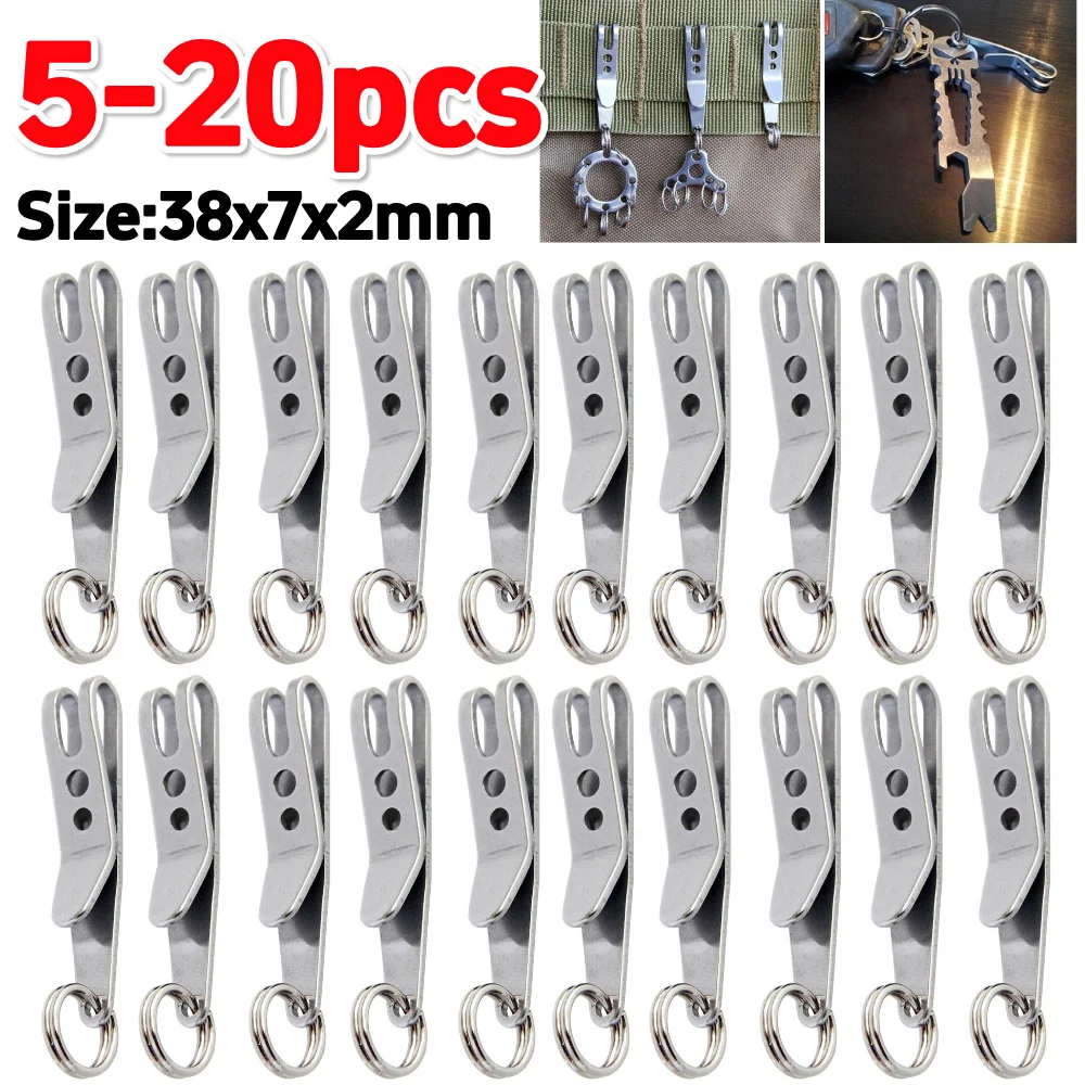 5-20PCS EDC Bag Suspension Clip Stainless Steel Ring Key Ring Carabiner ...