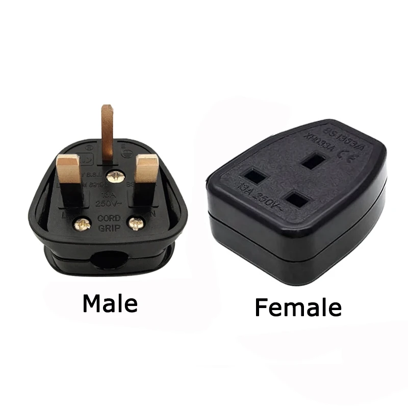 UK-3-Pin-AC-Electrical-Power-Rewireable-Plug-Male-Female-Outlet-Adaptor ...