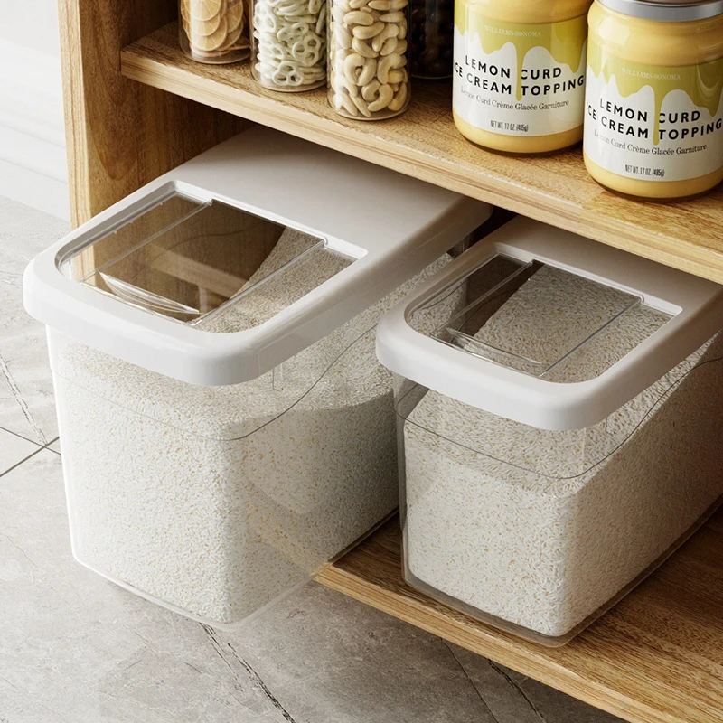 Large-Capacity-Rice-Storage-Box-with-Lid-Thickened-Transparent-Sealed ...