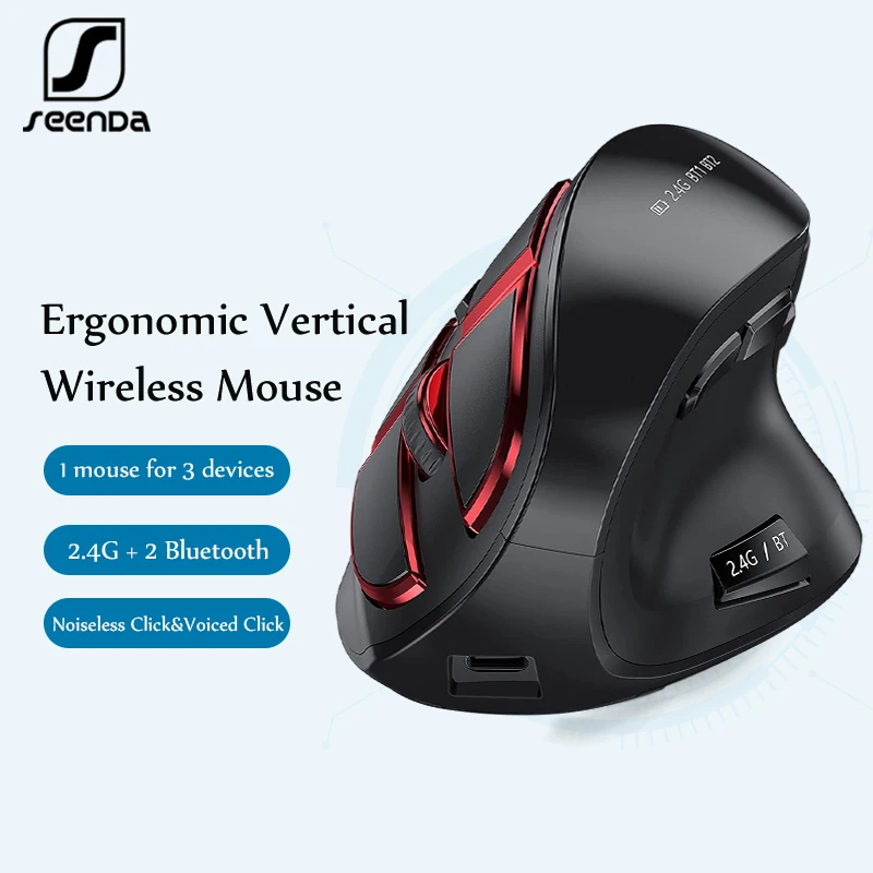 SeenDa Bluetooth Mouse Wireless Rechargeable Multi Device Mouse 2.4G ...