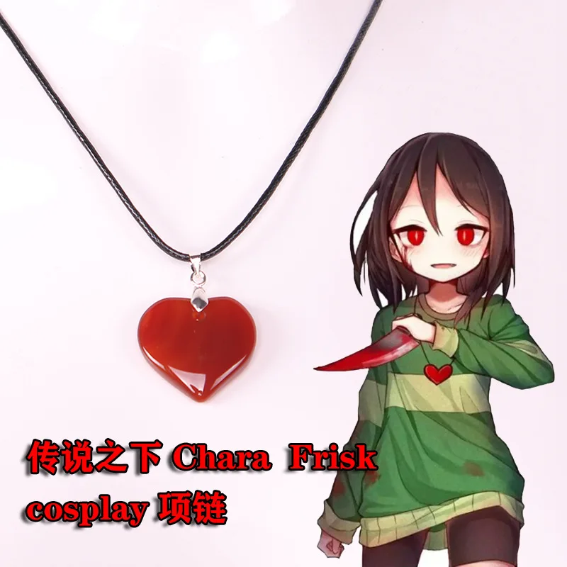 Game Undertale Necklace For Women Anime Chara Frisk Love Heart Tassel ...