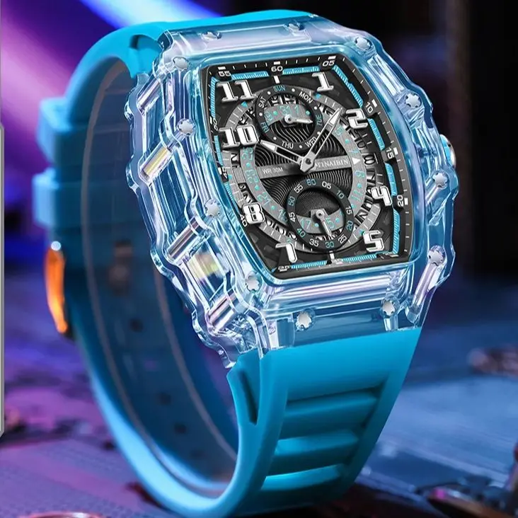 Reloj-Tonneau-transparente-para-hombre-cron-grafo-deportivo-de-lujo ...