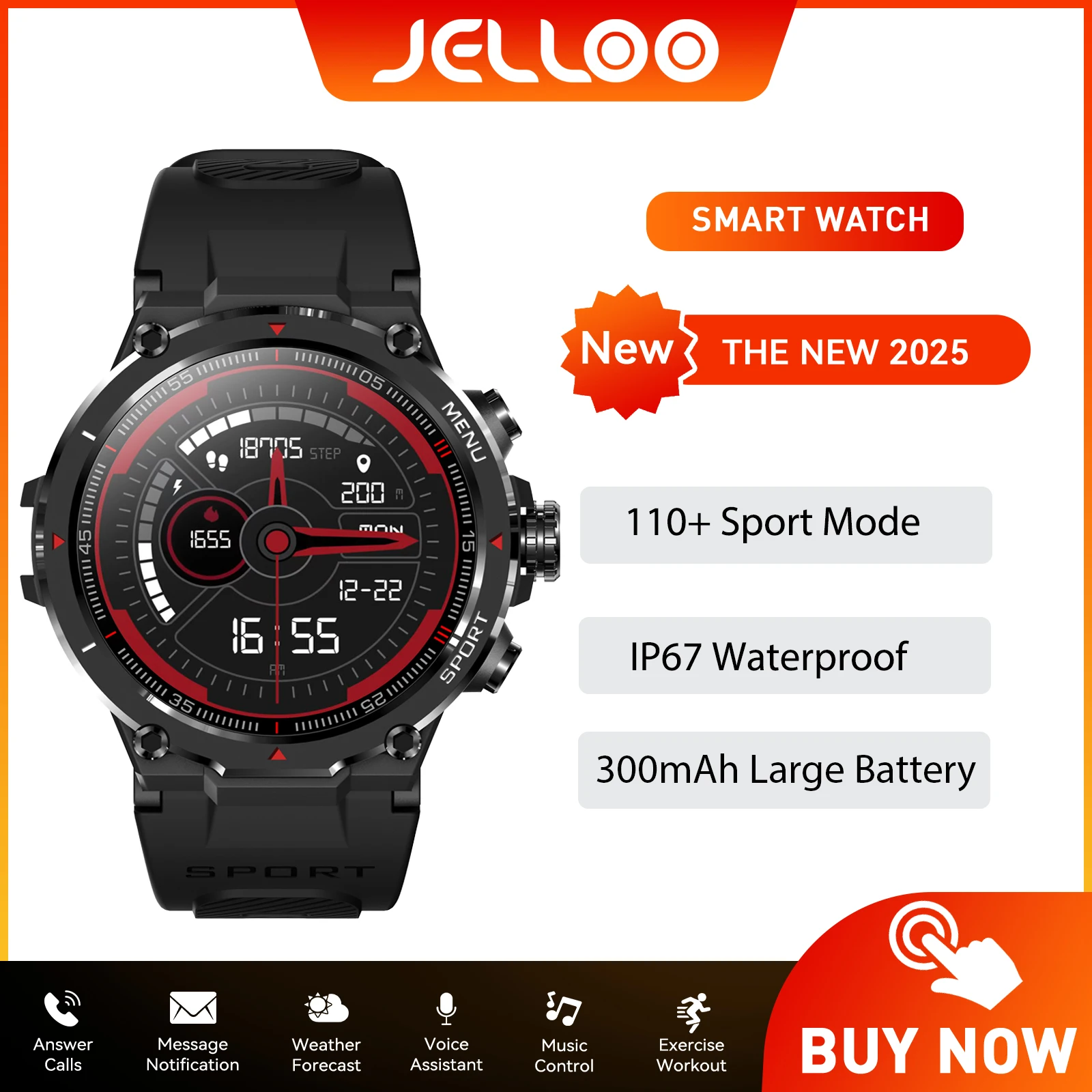 JELLOO New Smart Watch for Men1.32"HD Wireless Make Call Waterproof ...