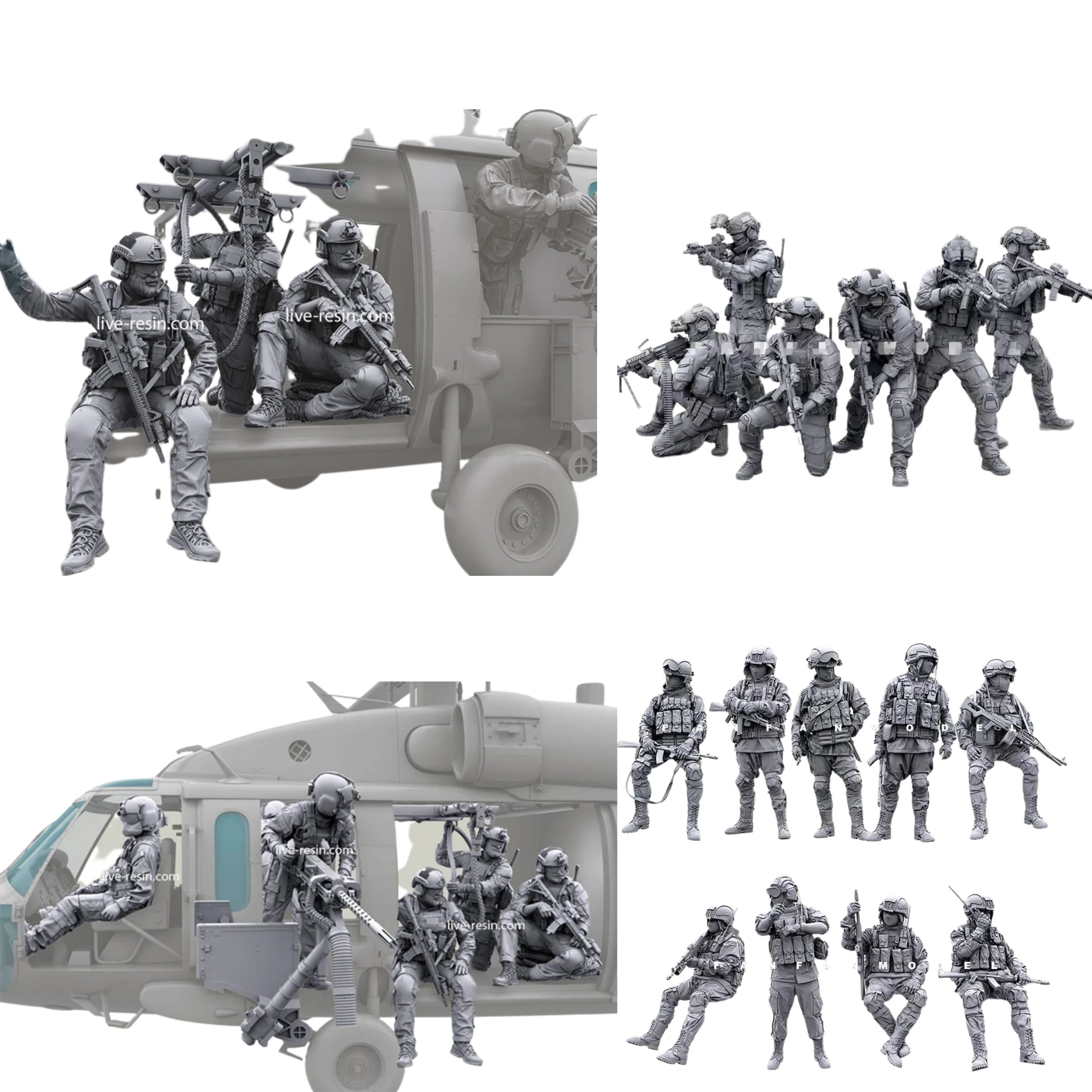 1:35 (9pcs/Set) Scale Resin Figure Kit Russian Modern Special Forces ...